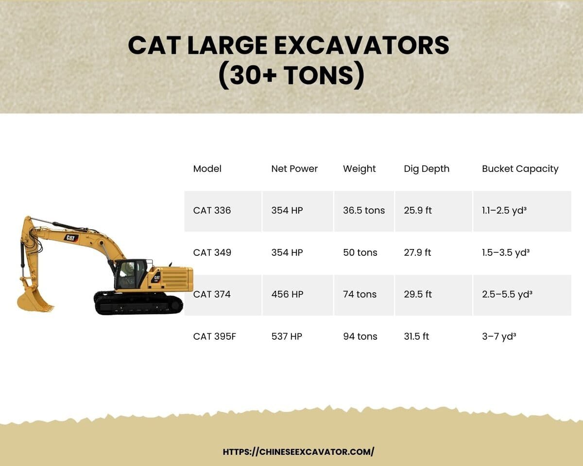 Complete Guide to Caterpillar Excavator Sizes & Models