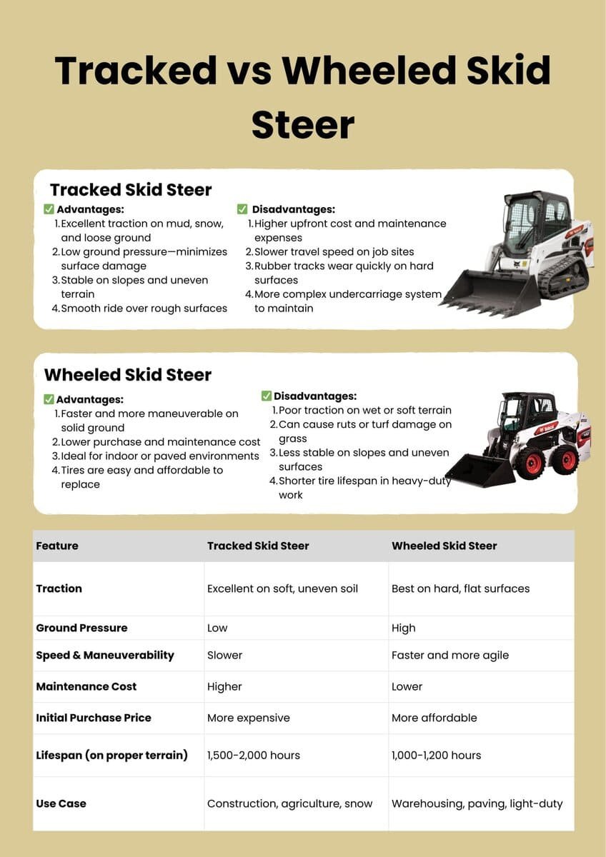 Tracked vs Wheeled Skid Steer: Which One Should You Choose?